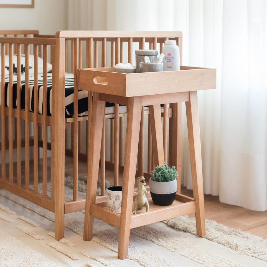Retro Side Table in Hazelnut Solid Wood | Simply Nursery